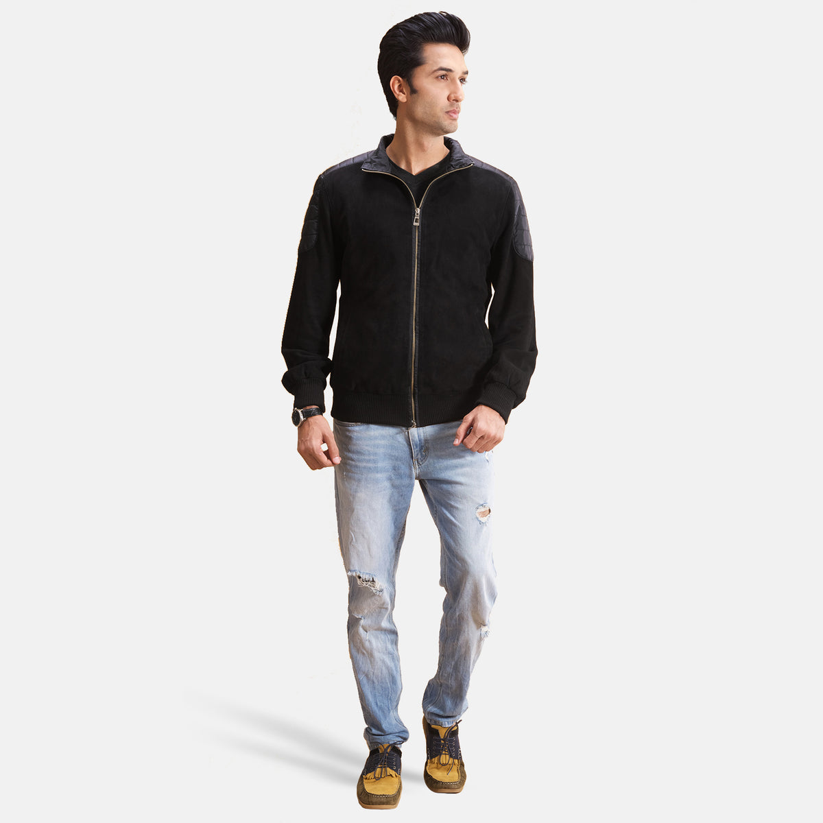 Ethan Hybrid Suede Bomber Jacket – Good Leather Garments