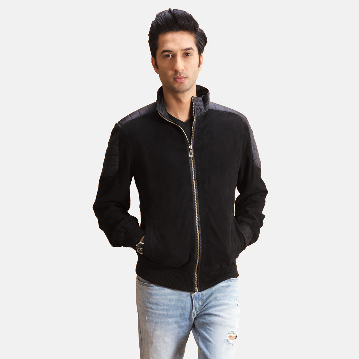 Ethan Hybrid Suede Bomber Jacket – Good Leather Garments