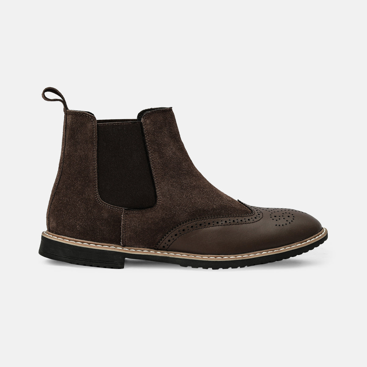 Dual-Tone Brogue Suede Chelsea Boot – Good Leather Garments