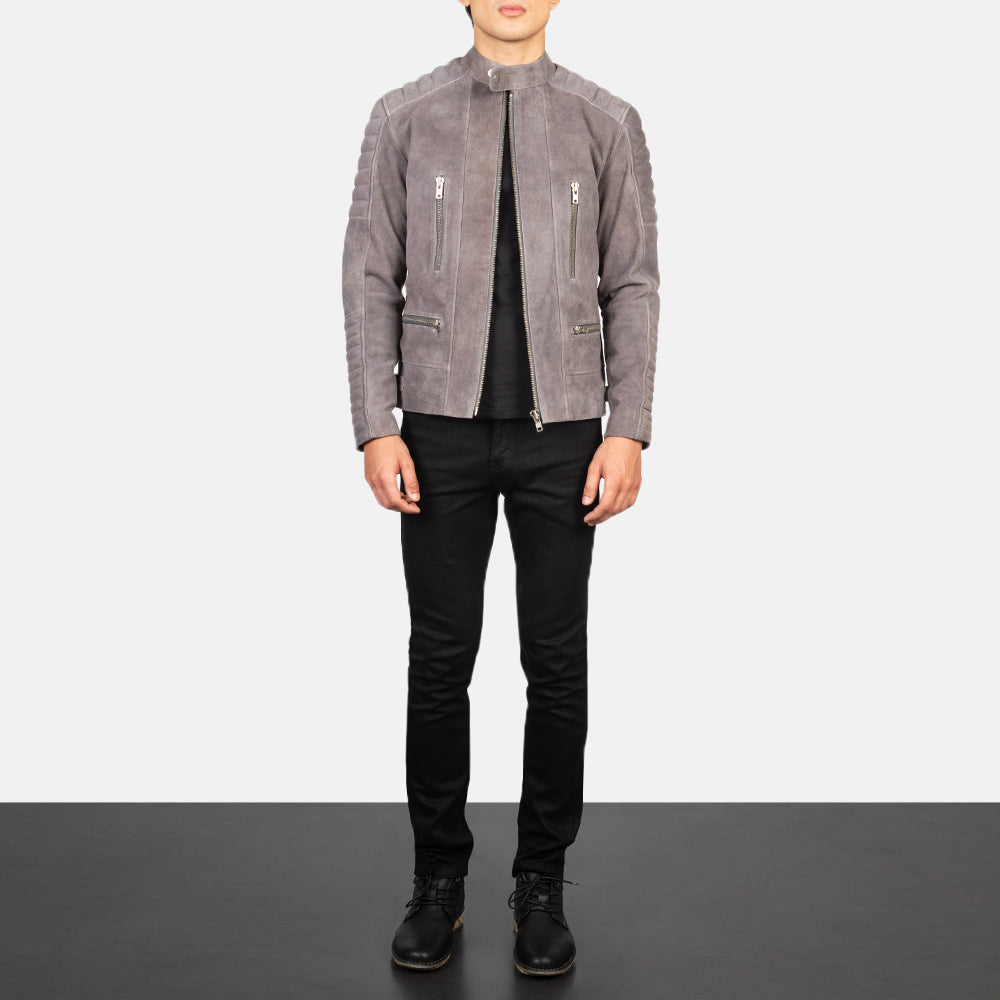 Damian Grey Suede Biker Jacket – Good Leather Garments