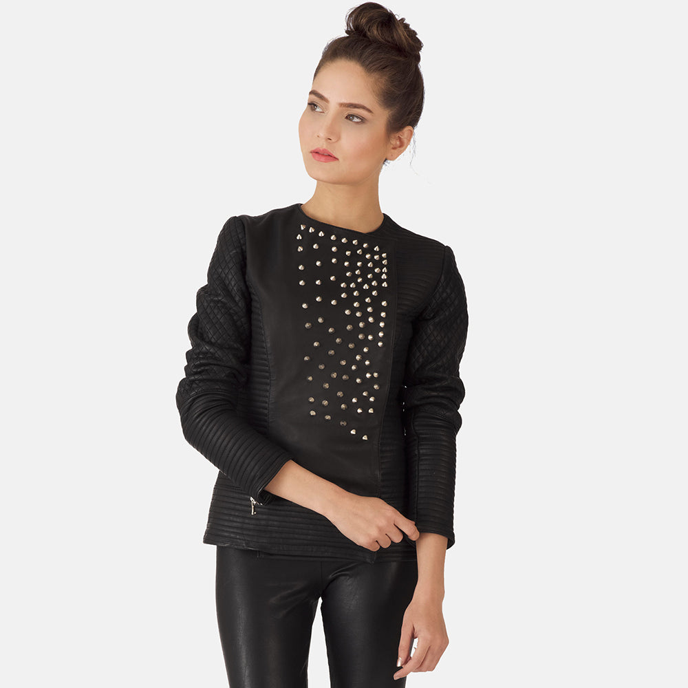 Celeste Studded Leather Jacket – Good Leather Garments