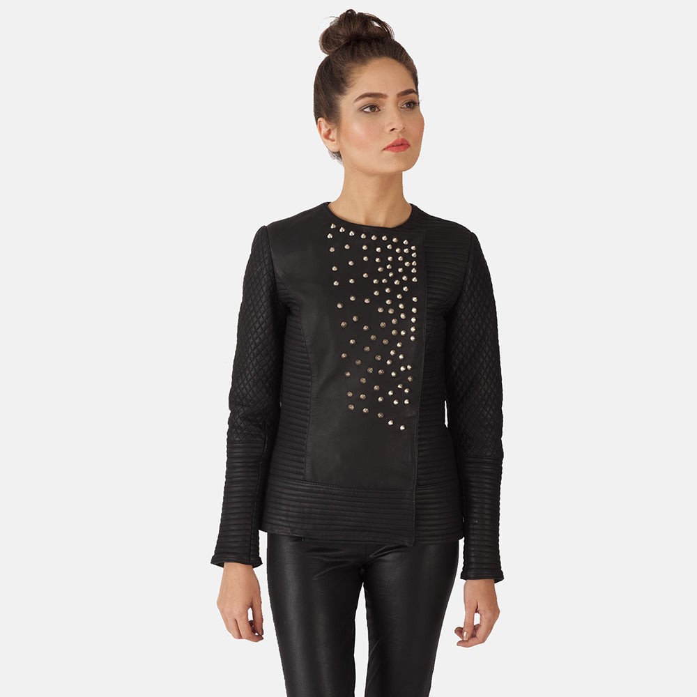 Celeste Studded Leather Jacket – Good Leather Garments